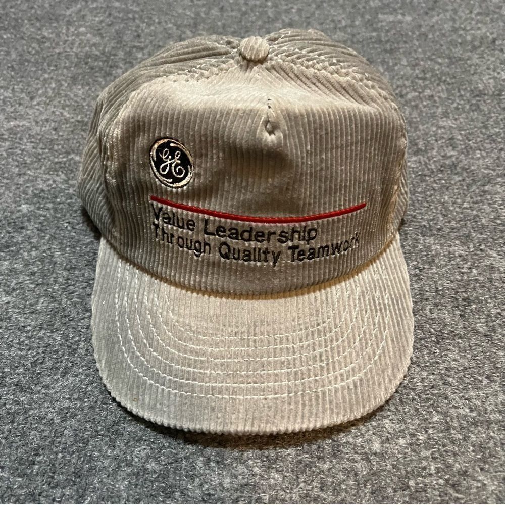 Vintage Ge Value Leader Corduroy Teamwork Snapback Hat - Gem